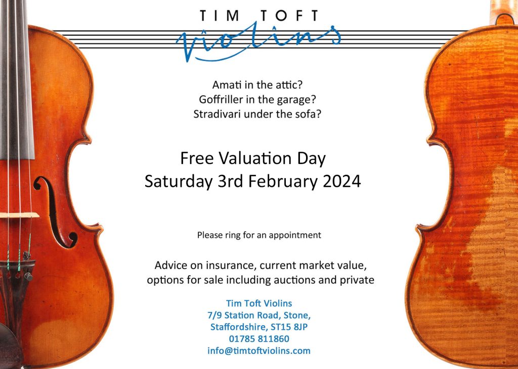 Free Valuation Day Saturday 3rd February 2024 | Tim Toft Violins
